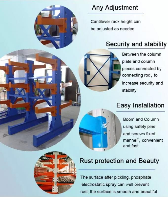 Anti Corrosion Galvanised Cantilever Racking , Cantilever Steel Storage ...